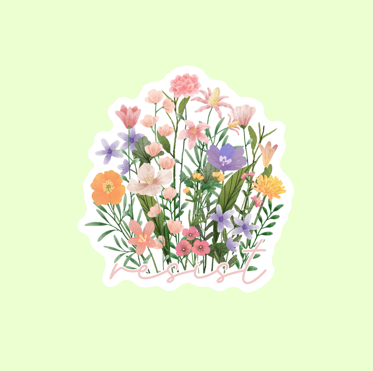 Resist Floral Sticker Hilarious Humanitarian