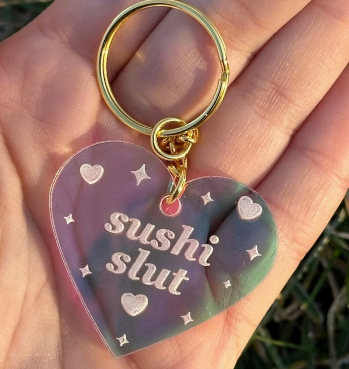 Sushi Slut Iridescent Acrylic Keychain – Hilarious Humanitarian