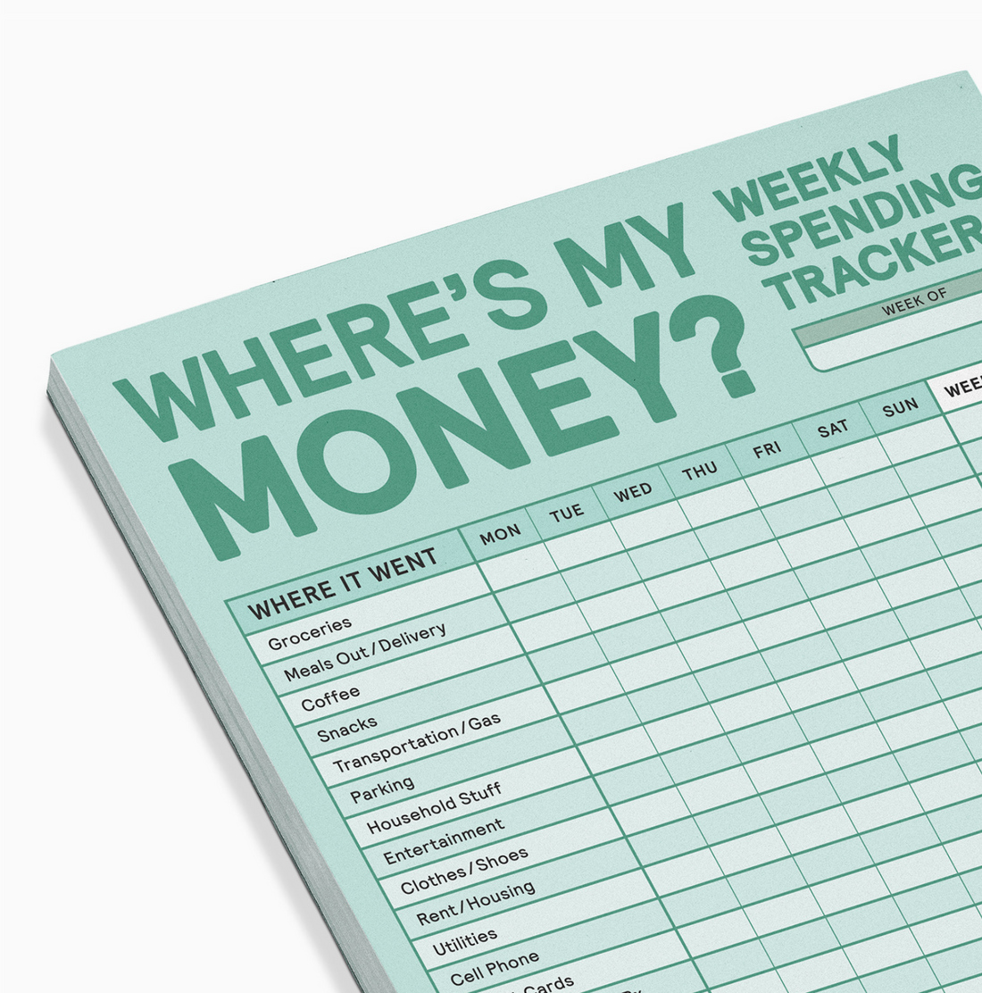 Weekly Money Tracker Notepad - 60 sheets – Hilarious Humanitarian