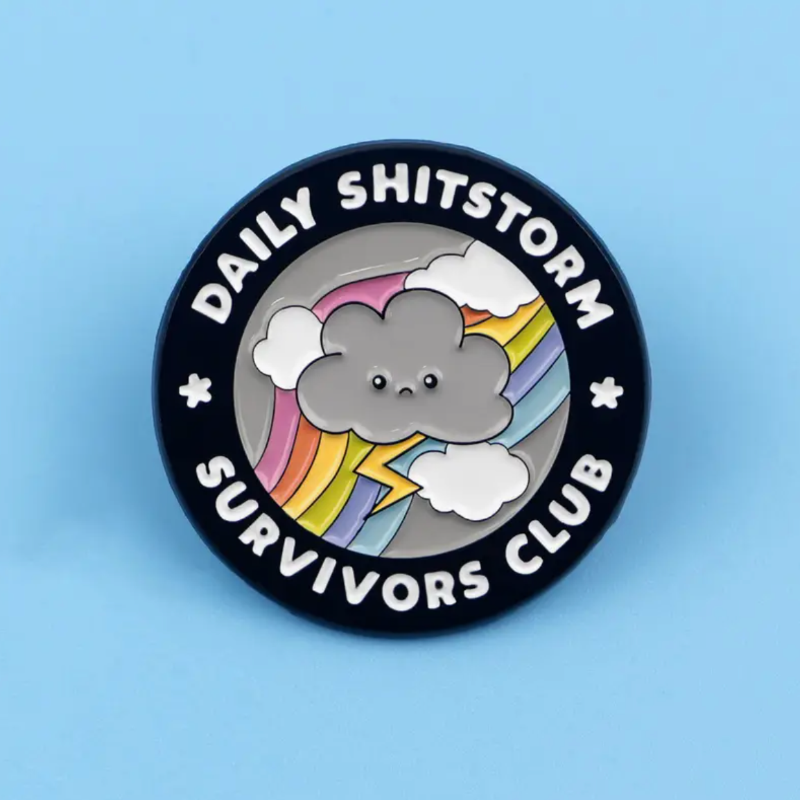 Daily Shitstorm Survivors Pin – Hilarious Humanitarian