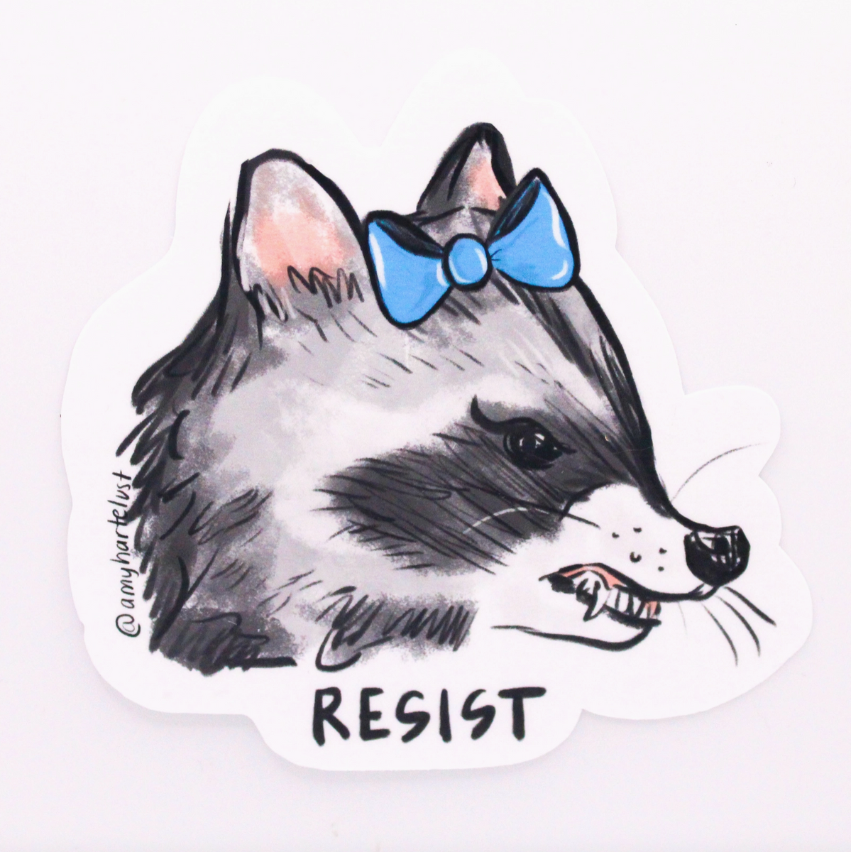 Resist Sassy Angry Raccoon Sticker – Hilarious Humanitarian