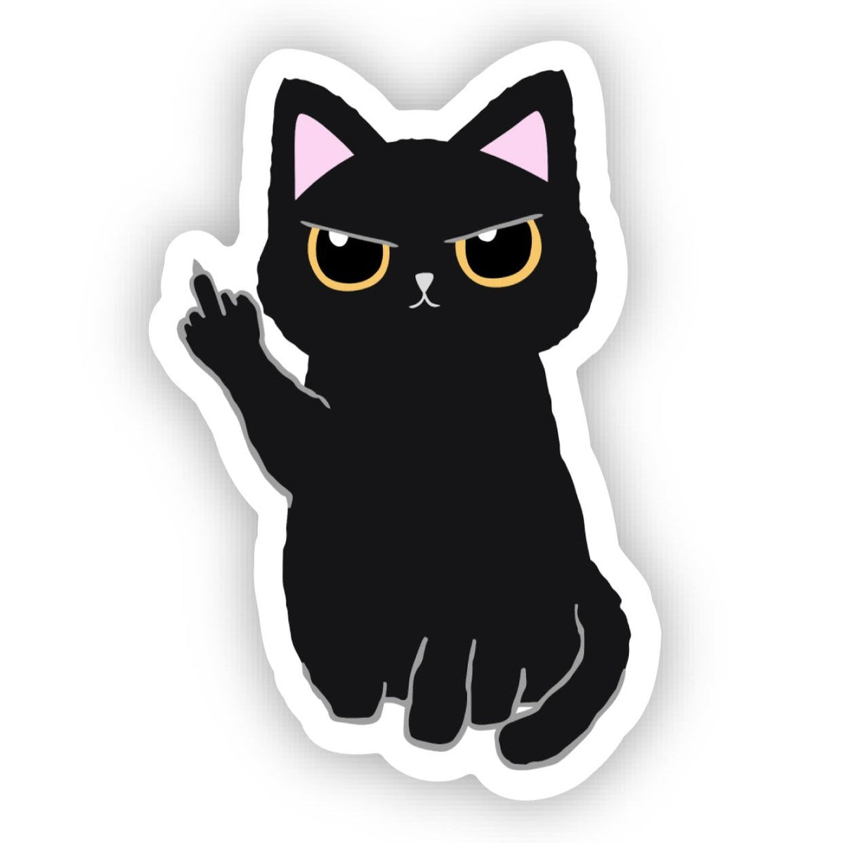 Black Cat Middle Finger Sticker – Hilarious Humanitarian