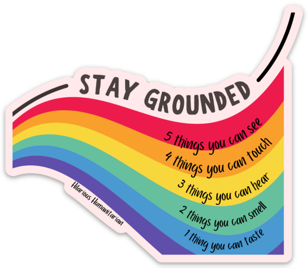 54321 Grounding Technique Sticker – Hilarious Humanitarian